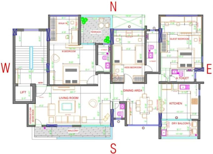 2d autocad work ,floor plan,interior planing by Tusharinterior | Fiverr
