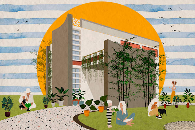 Make architecture photoshop illustrations by Vidittaneja | Fiverr