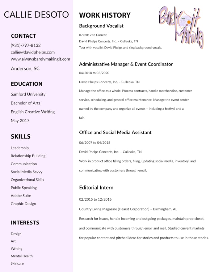 Create your dynamic, modern resume by Callienoelle | Fiverr