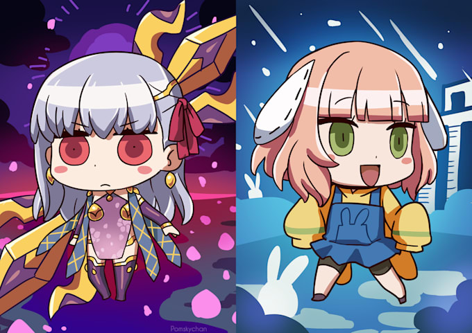 Draw your character in fgo riyo chibi style by Iyaktia | Fiverr