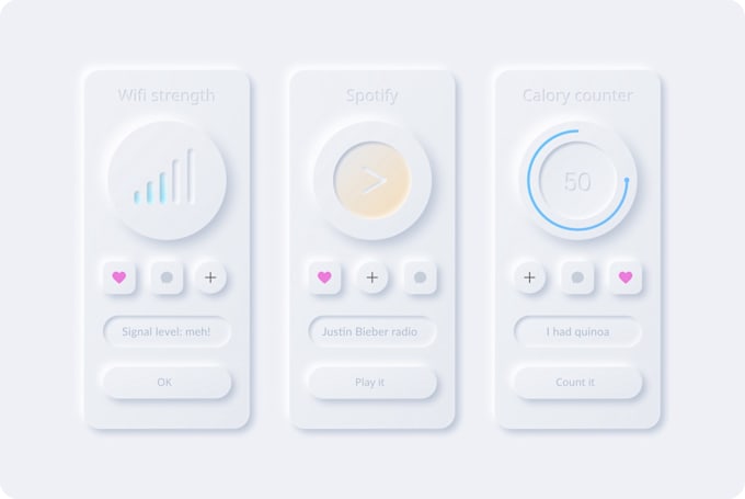 Design neumorphism ui ux for android iso app by Mubeen610 | Fiverr