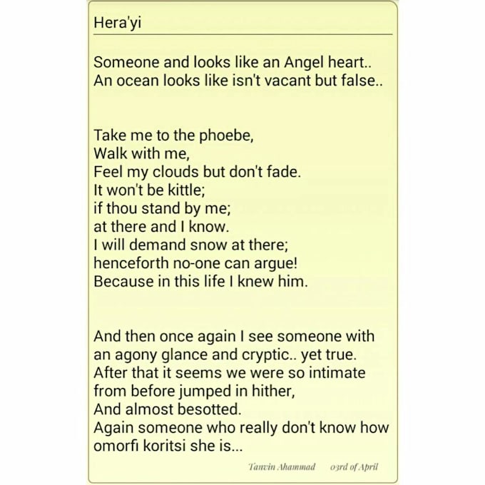 Write an eye catching poem about anything for you by Tanvin_athon6 | Fiverr