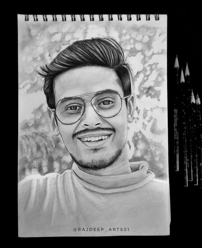 Draw a realistic pencil portrait from your photo by Rajdeep_arts | Fiverr