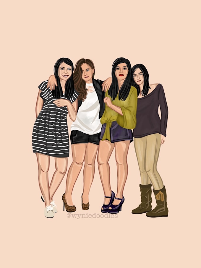 Draw family and friends illustration for you by Wynonnasalazar | Fiverr