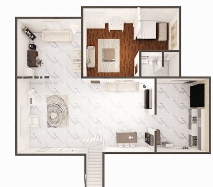 Create 2d modern interior design by Caceres1 | Fiverr