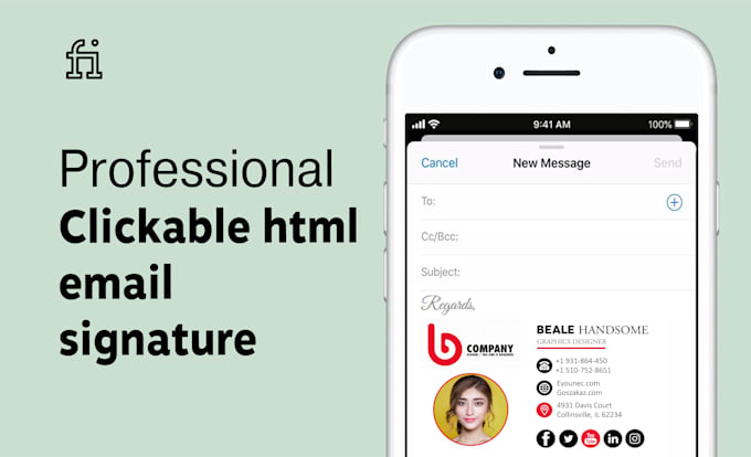 Design professional clickable html email signature by Fsyonbd | Fiverr