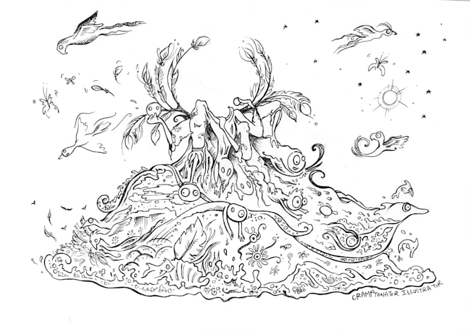 Create distinctive line art illustration by Cramptonator | Fiverr