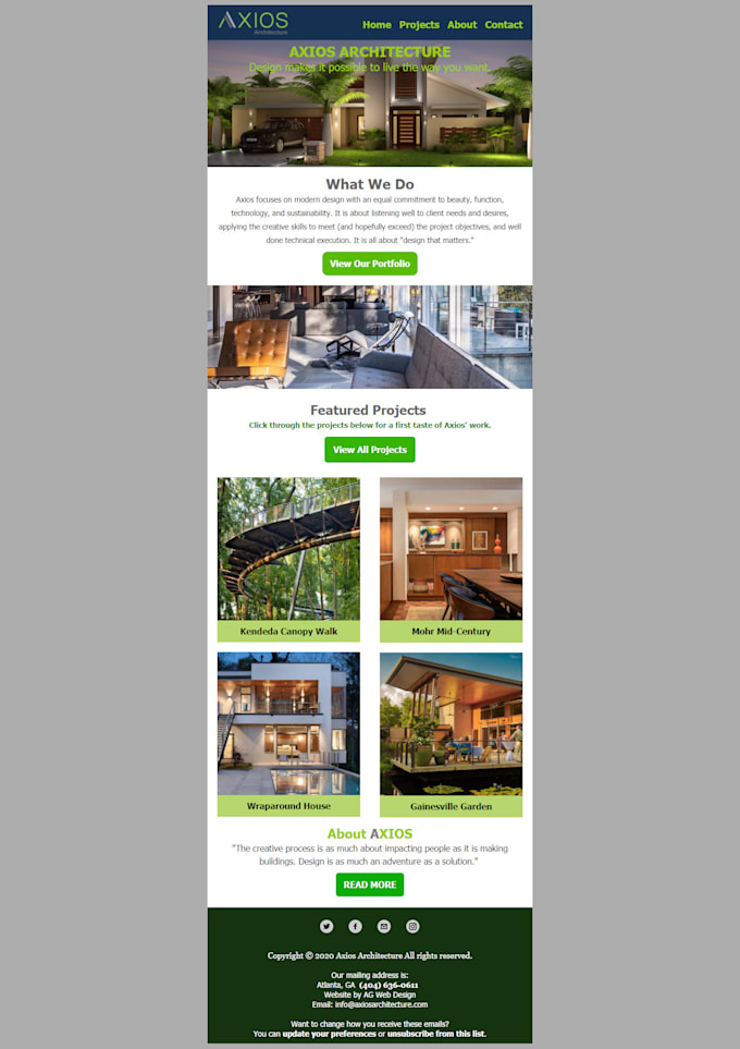 Diseño de mailchimp, una plantilla de boletín de constant contact
