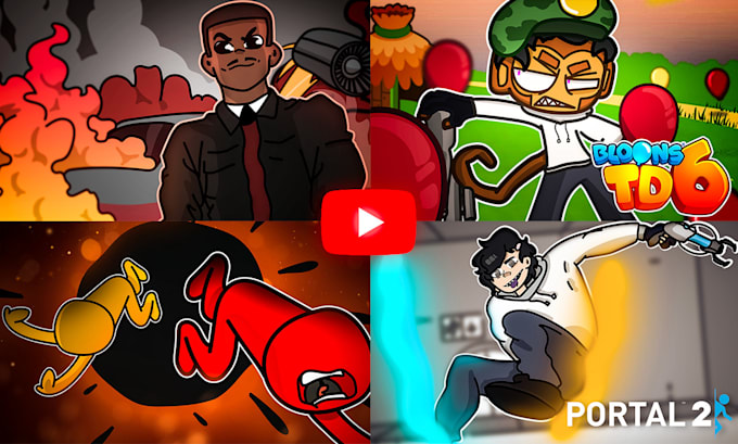 Draw custom cartoon gaming thumbnails for youtube by Kishoprojects | Fiverr