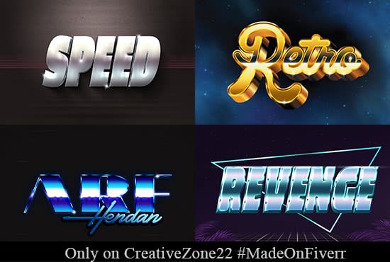 Make stunning 80s retro vintage chrome logo and neon styles by ...