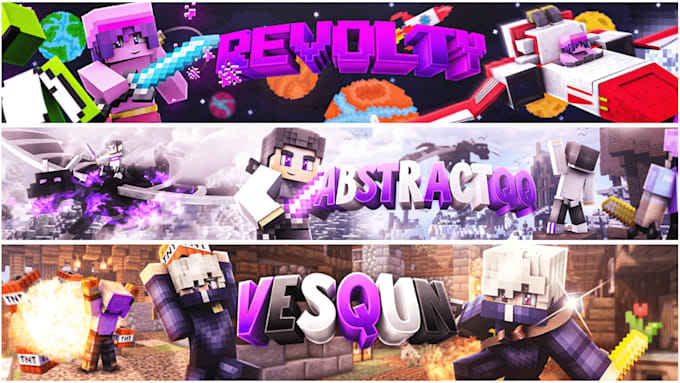 Design the perfect minecraft youtube banner by Kaosgfx | Fiverr