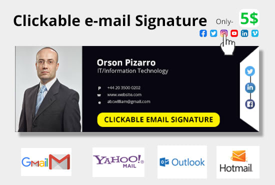 Do design and clickable html code email signature by Theprincenehal ...