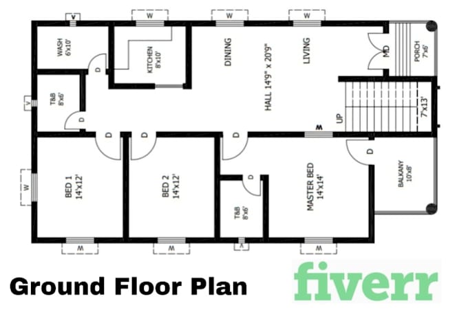 Draw a professional house plan in autocad by Civilplaner | Fiverr