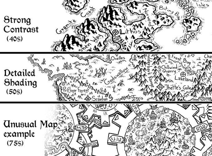 Create a custom hand drawn fantasy map for you by Stiraan | Fiverr