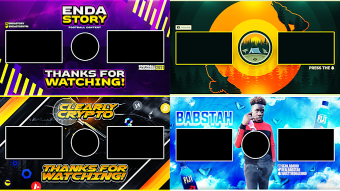 Create an engaging youtube outro endscreen image by Driftdzn | Fiverr