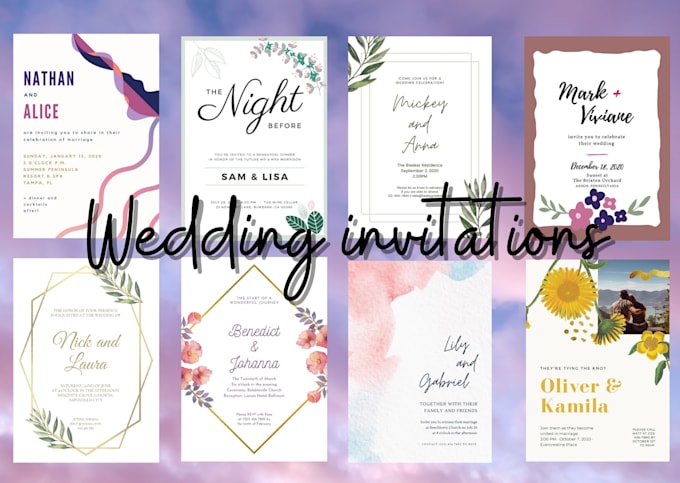 Design one side event, wedding, party invitations by Danielamng | Fiverr