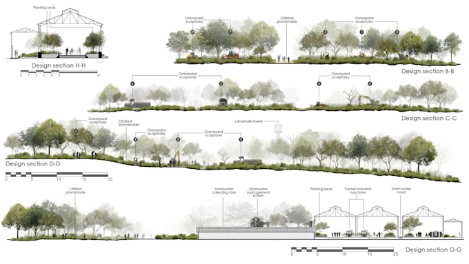 Render architectural and landscape layouts, sections and elevations by ...
