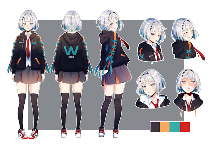 Draw anime characters sheet design for commercial use by Dellahputri ...