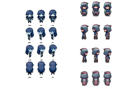 Make a 4 direction walking character sprite for games by Sphinxii