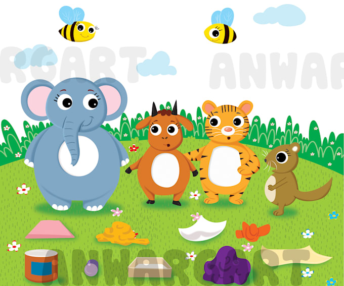 Illustrate cartoon childrens books and characters for amazon kdp by ...