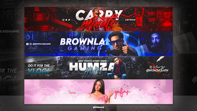 Design a professional custom youtube banner by Shootie69 | Fiverr
