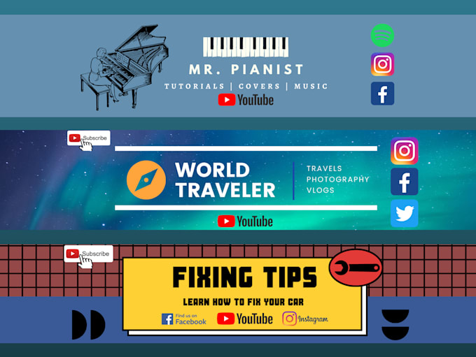 Design a professional and minimalist youtube banners by Enesugurlu | Fiverr