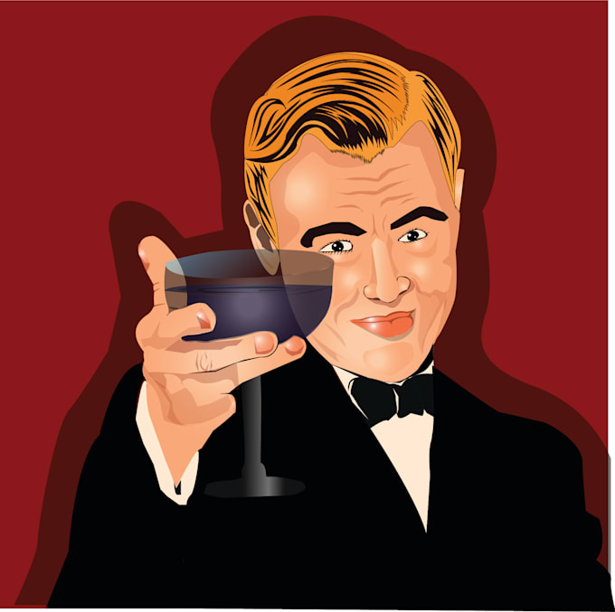 Realistic digital painting, cartoon vector portrait from photo by ...