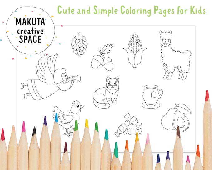 Draw simple cartoon coloring book pages by Kakodinka | Fiverr