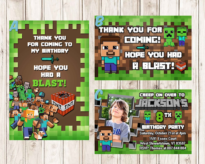 Edit this minecraft or lego birthday invite choose here by ...