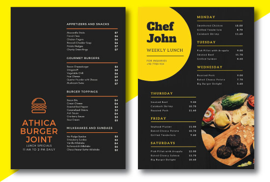 Design eye catching menu, restaurant menu, food menu design, menu board ...