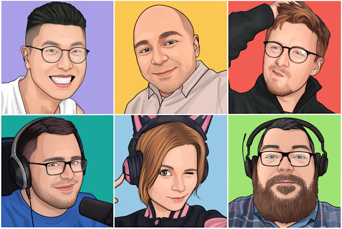 Draw realistic cartoon portrait headshot avatar from a photo by ...