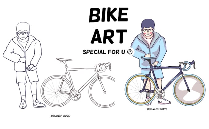 Illustrate your bikes story , custom bicycle artwork by Billmuvi | Fiverr