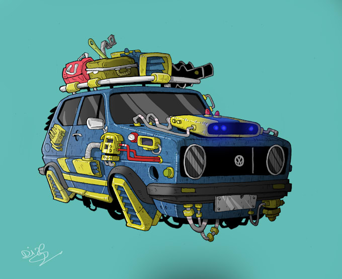 Draw your car in comics style with added details by Dizesv | Fiverr