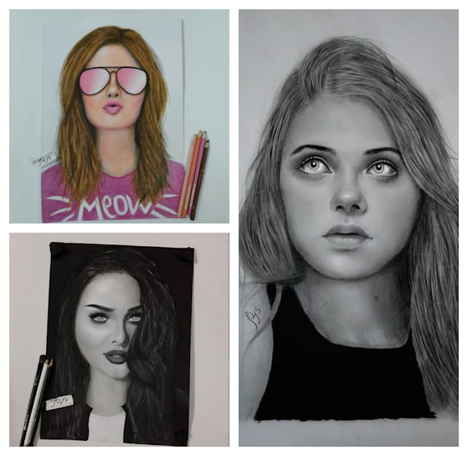 Draw realistic portrait from a photo by Olaismail1 | Fiverr