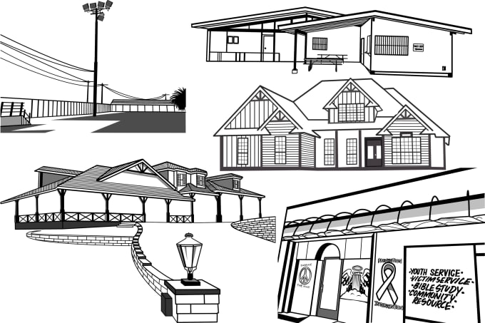 Do vector tracing of house architecture line art illustration by ...