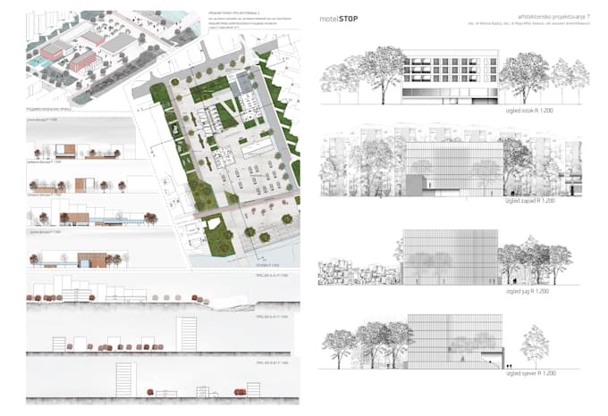 Render 2d architectural visualization, plan, elevation, section, site ...