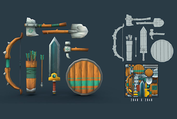 Model 3d lowpoly props , textures hand painted by Marcrojas | Fiverr