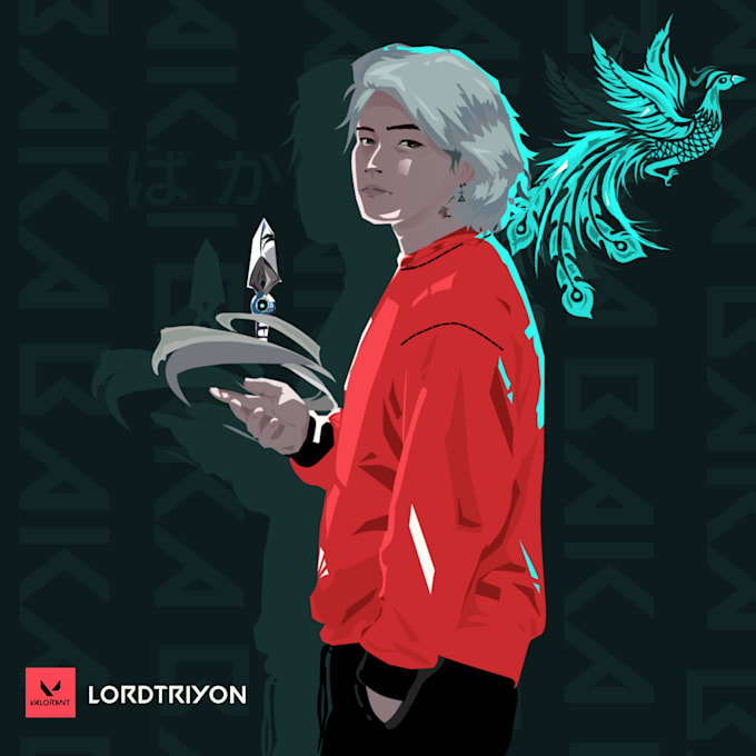 Draw vector valorant portrait ilustration from photo by Renkharen | Fiverr