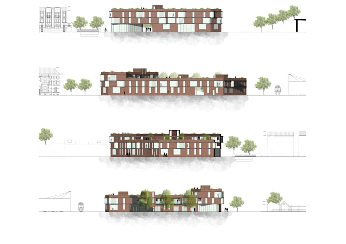 Render 2d architectural visualization, plan, elevation, section, site plan by M2t_archi | Fiverr