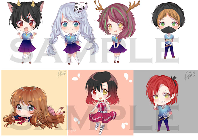 Draw chibi color sketch by Akazumi | Fiverr