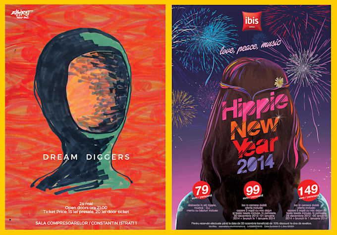 Illustrate striking colorful posters by Mitzoo | Fiverr