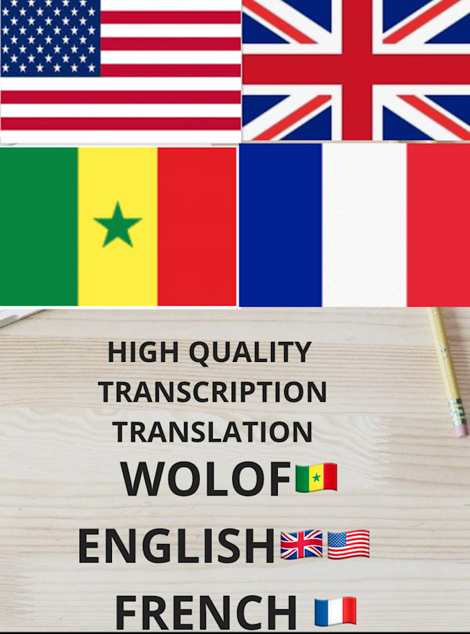 Do audio and video transcription and translation english french wolof ...