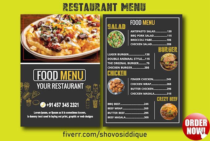Design eyecatching editable restaurant menu or food menu by ...
