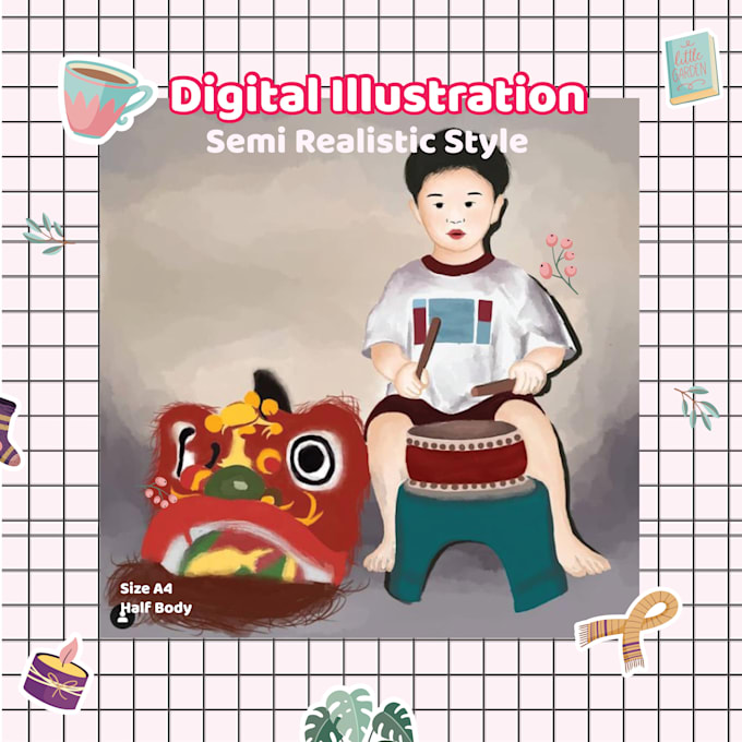 Draw chibi, semi realistic, realistic illustration for you by Guraserra ...