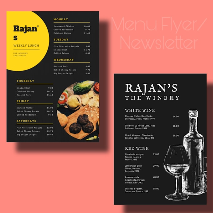 Design a digital recipe, menu card and flyer by Rajanservices | Fiverr