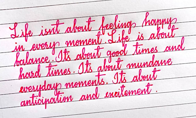 cursive neat handwriting