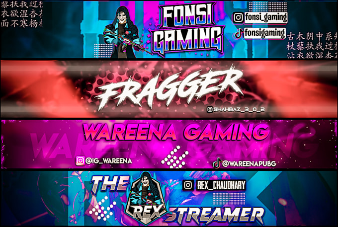 Design a super cool youtube banner art or gaming logo by Desgner_x | Fiverr