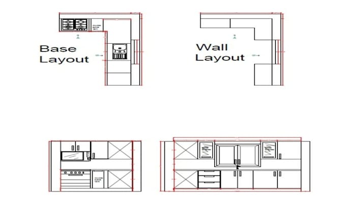 Design kitchen 2d layouts and cabinets by Mariaa_designer | Fiverr