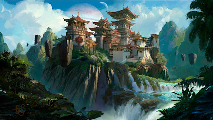 Draw realistic illustration, environment concept art by Gelmas12 | Fiverr