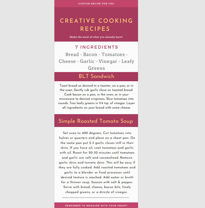 Create personalized recipes based on what is in your kitchen by Mary_kp ...